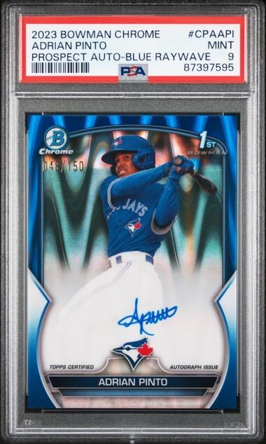 2023 BOWMAN CHROME ADRIAN PINTO BLUE REFRACTOR AUTOGRAPH #/150 PSA 9 ...