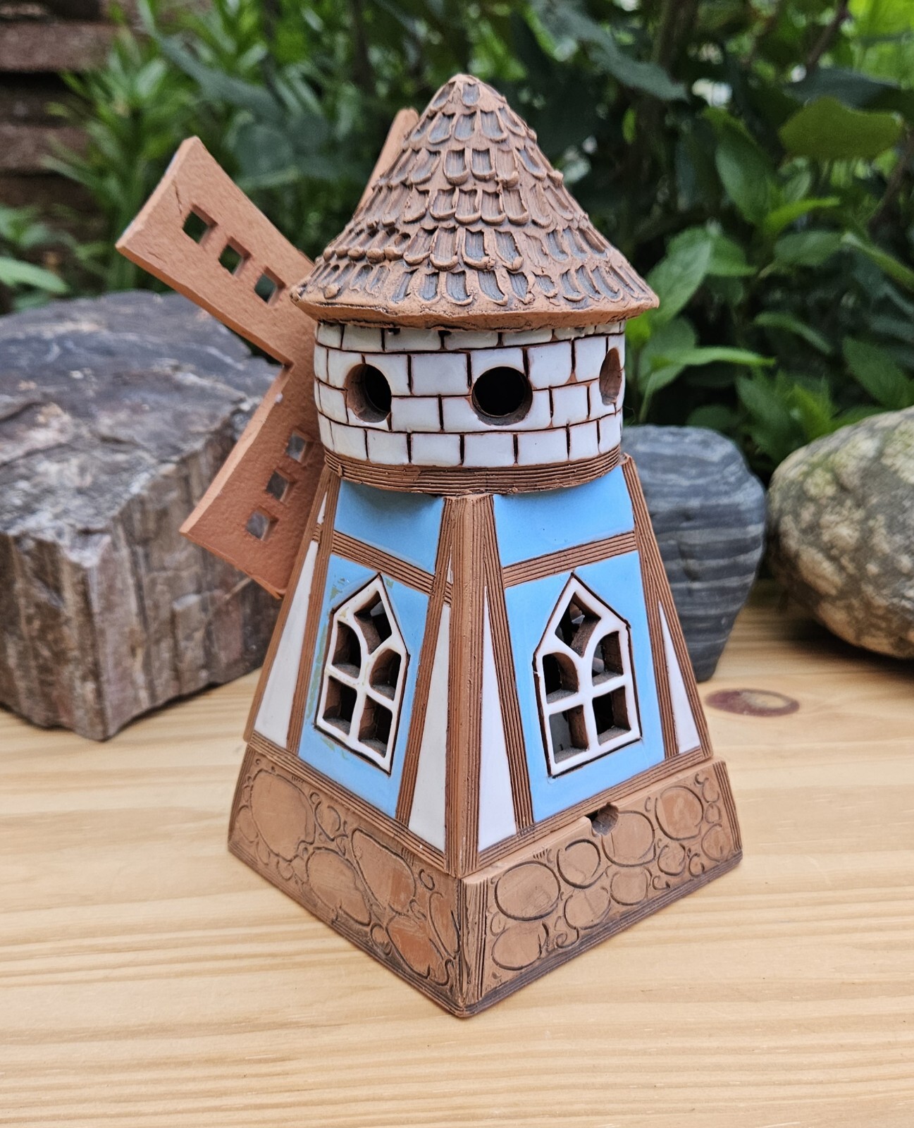 Rare Vintage Dutch Windmill Clay Pottery Sculpture Handmade in ...