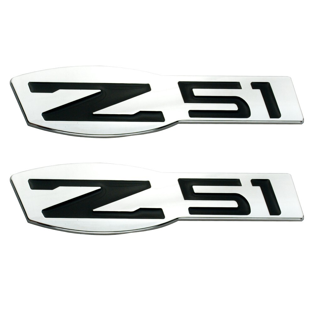 2X Chrome Black Z51 Emblem Badge 3D Nameplate Letter Logo Sticker Decal ...
