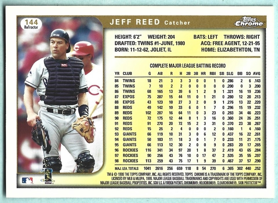1999 Topps Chrome - Refractors - Jeff Reed - #144 - Colorado Rockies ...