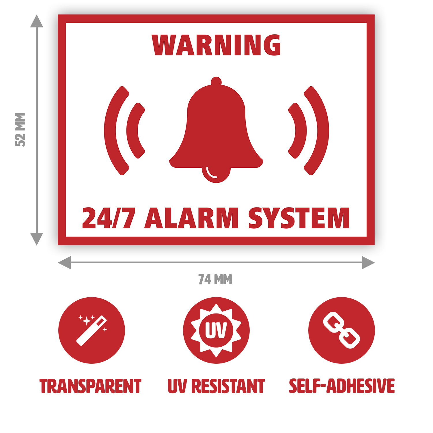 24/7 Alarm System Sticker - Transparent - Alarm Sign Decal (7.4 x 5.2 ...