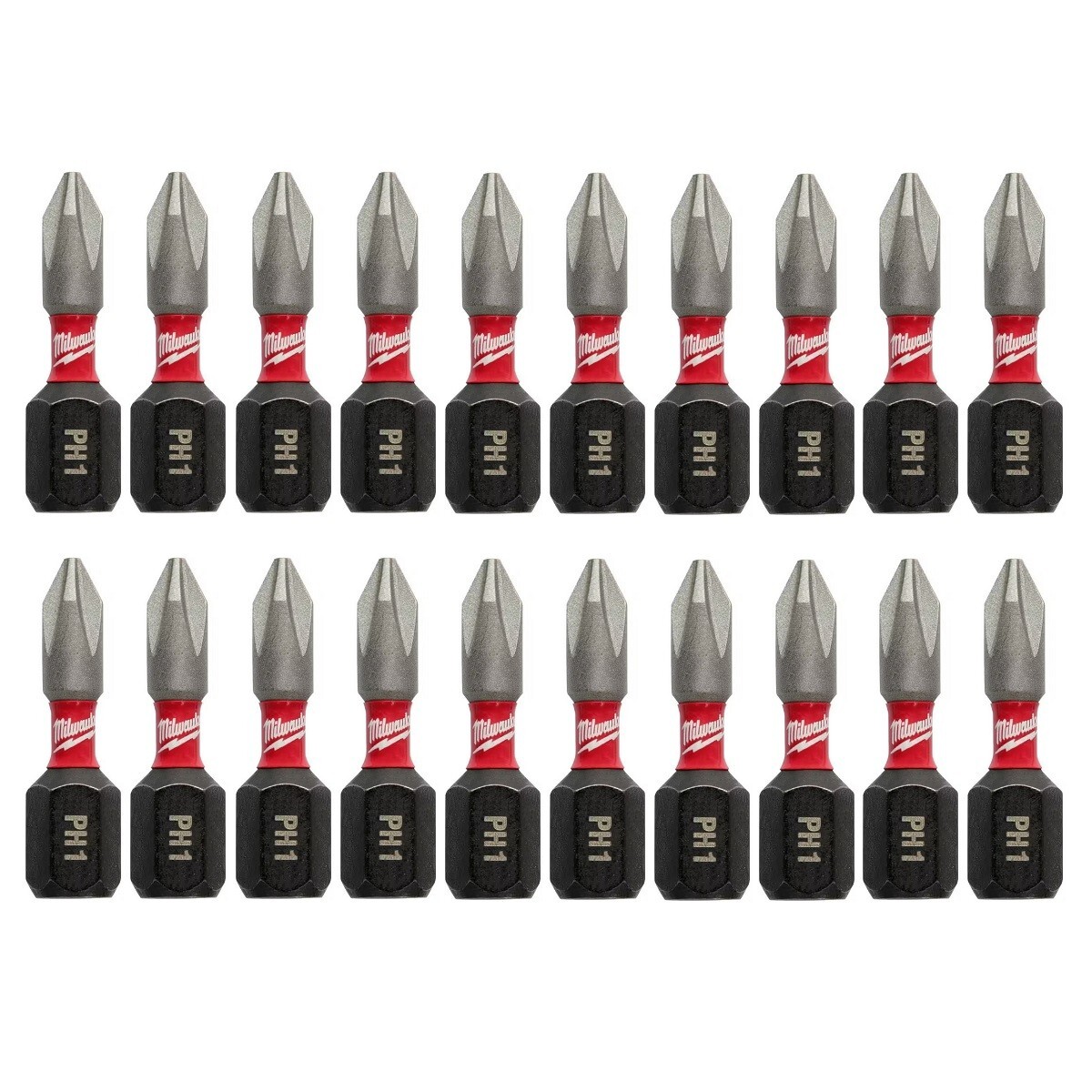 PH1 Phillips Milwaukee Shockwave Impact Duty 20 Bit Set 1 inch Screw ...
