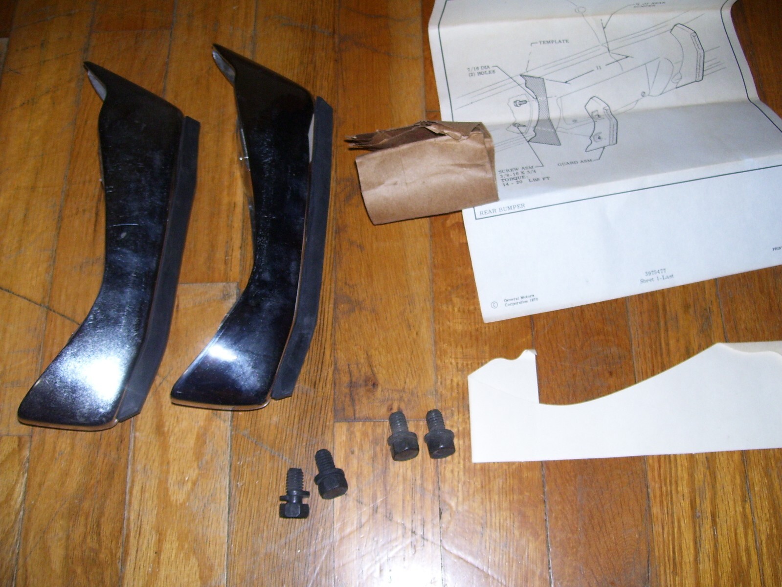 NOS GM 1971 1972 Chevrolet Chevelle Rear Bumper Guards Trim Pair Chevy ...