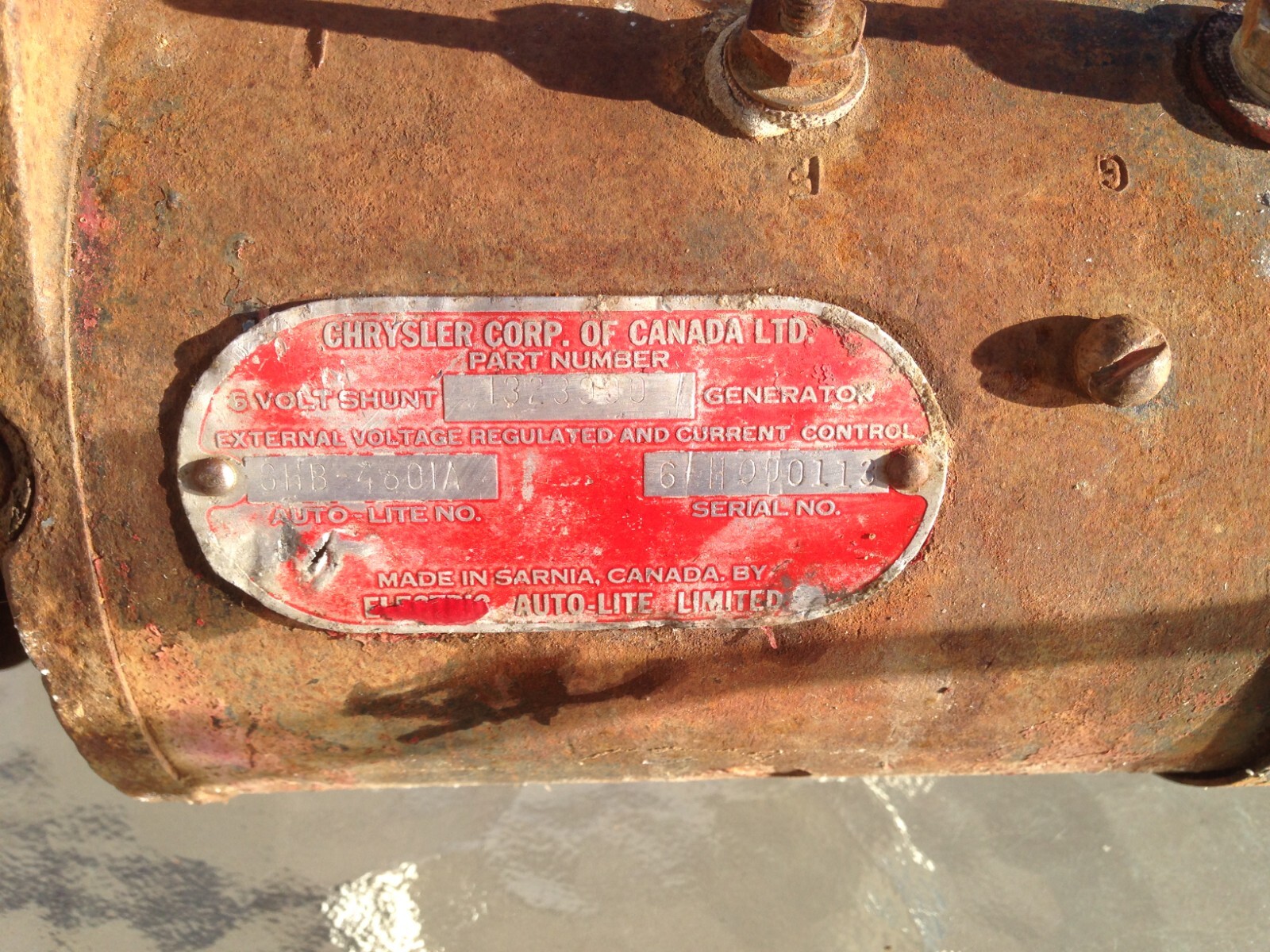 1948-1953 dodge truck generator 6 volt chrysler autolite GHB-4801-A ...