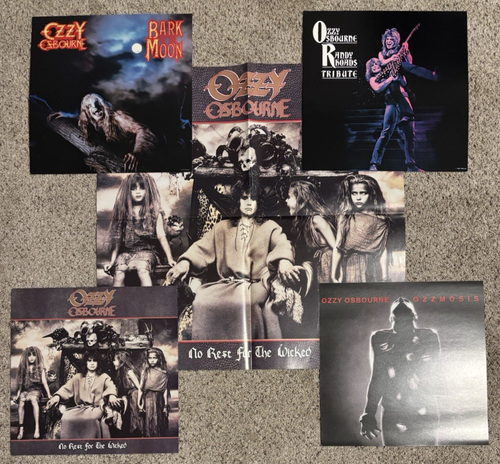 OZZY OSBOURNE Lot of 5 Promo Items- 4 Vintage 12x12 Album Flats / 1 ...
