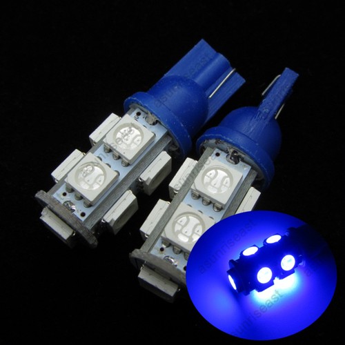 2 × Blue T10 194 168 W5W 9-SMD 5050 LED Wedge Parking Tail Light Bulb ...