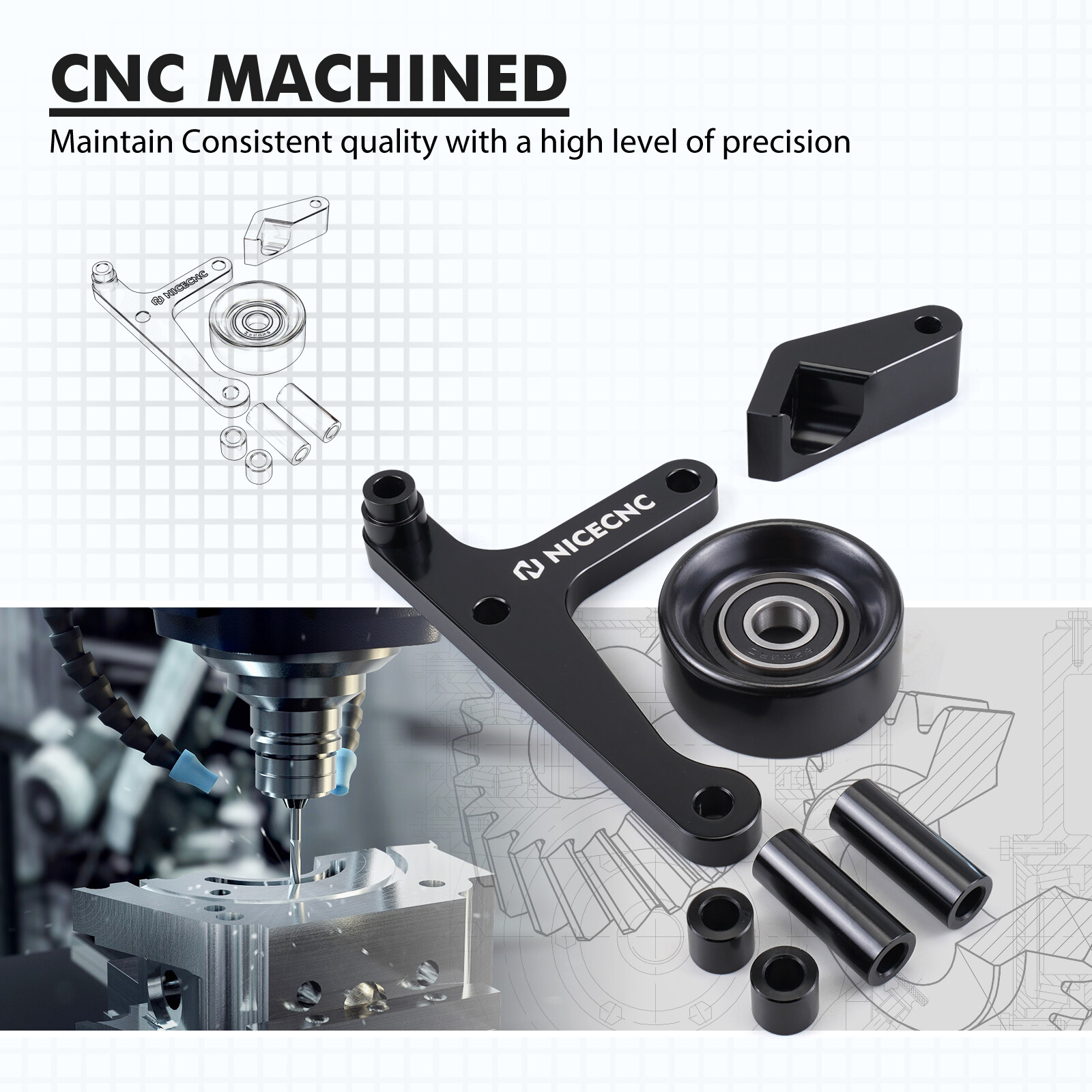 NICECNC Low Mount LS Alternator bracket Brace And Pulley For LS Truck ...