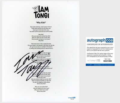 ‘Iam Tongi’ Signed ‘Why Kiki?’ Lyric Sheet ‘American Idol Winner’ ACOA ...