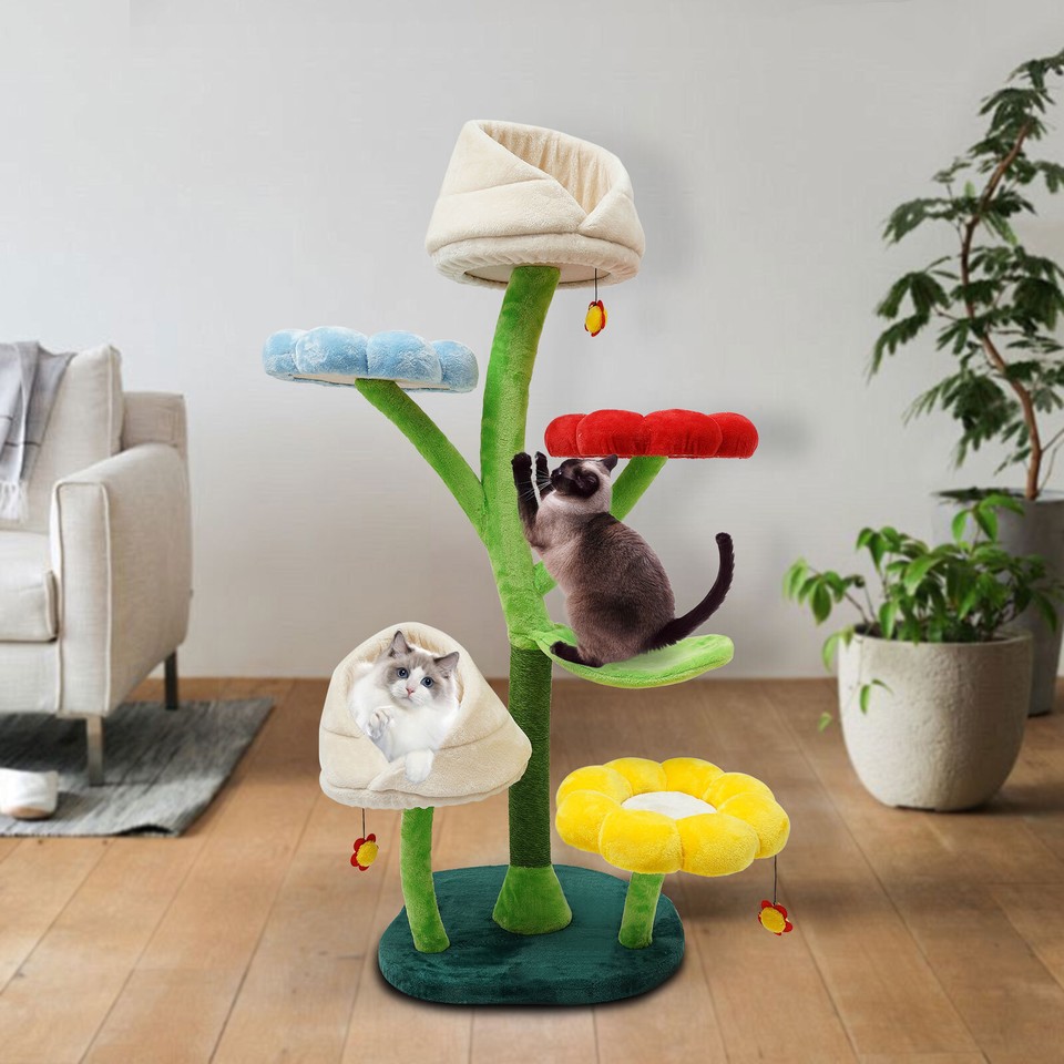 Large Cat Tree Multi-Level Tower Cat Furniture Climbing Frame Activity ...