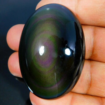 Natural Amazing Rainbow Eye Obsidian Oval Cabochon Loose Gemstone 131 ...