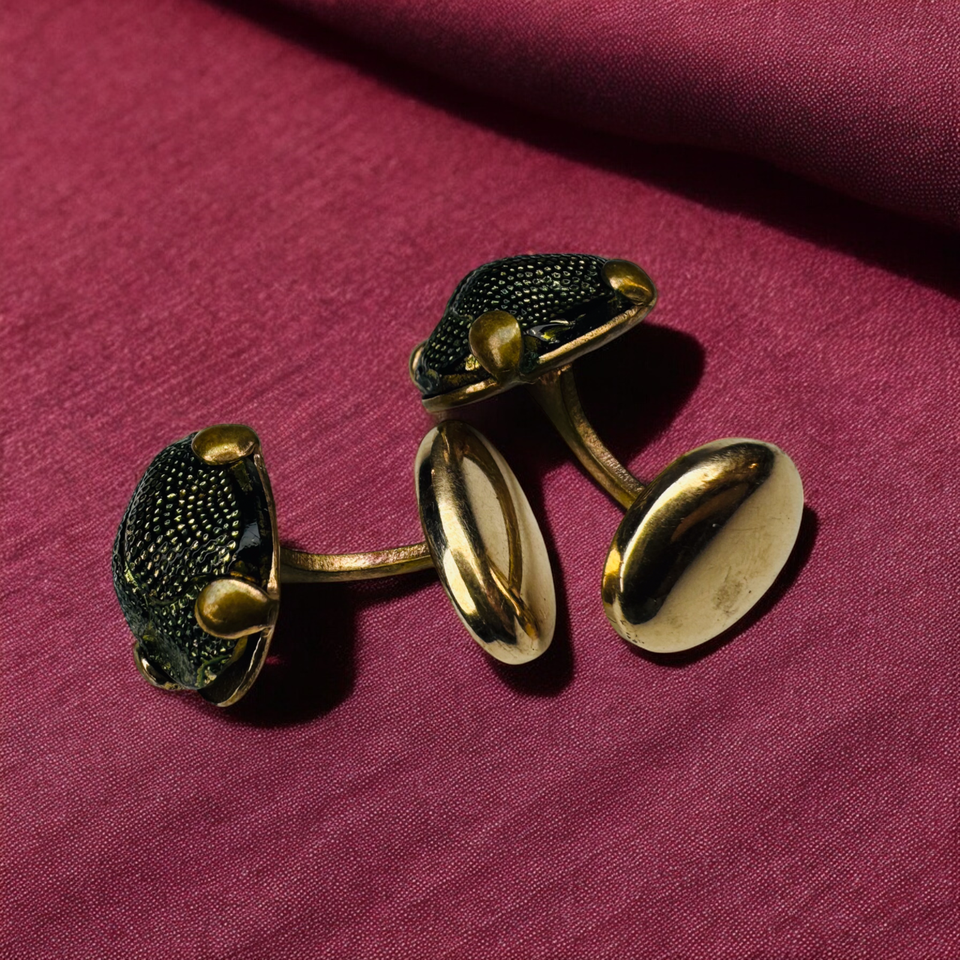 ANTIQUE- 9K Gold- Victorian Raj Era Beetle Cufflinks -6.2g -Ancient ...