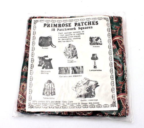 Vintage Primrose Patches 50 Patchwork Fabric Squares Quilting Mehlco ...