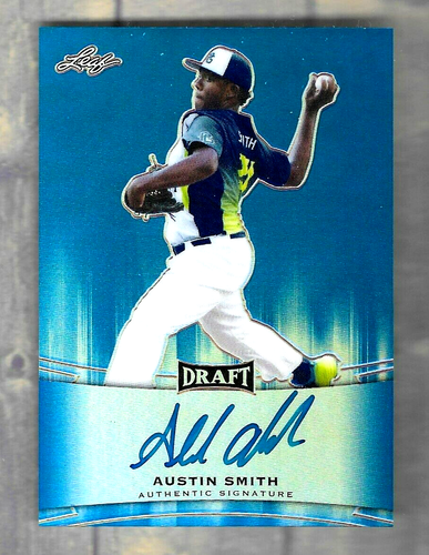 AUSTIN SMITH 2015 LEAF METAL DRAFT BLUE SP RC PROSPECT AUTO AUTOGRAPH ...