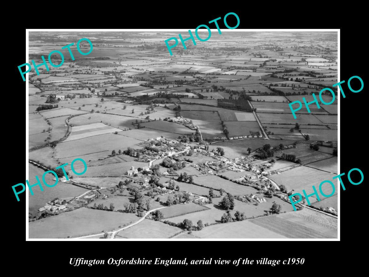 OLD POSTCARD SIZE PHOTO UFFINGTON OXFORDSHIRE ENGLAND TOWN AERIAL VIEW ...