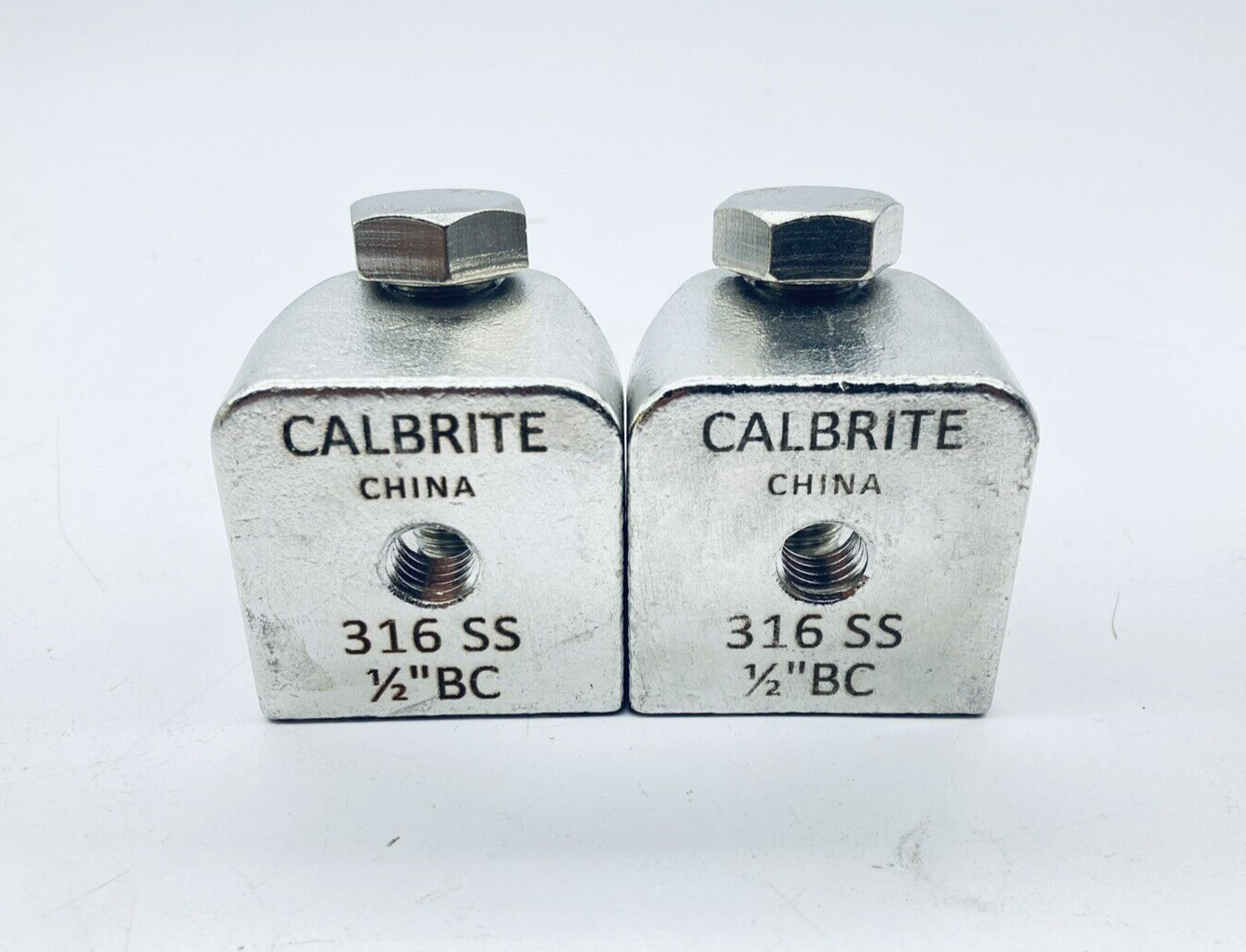 LOT OF 2 CALBRITE S60500BC00 STAINLESS STEEL BEAM CLAMPS 1/2"-CONDUIT ...