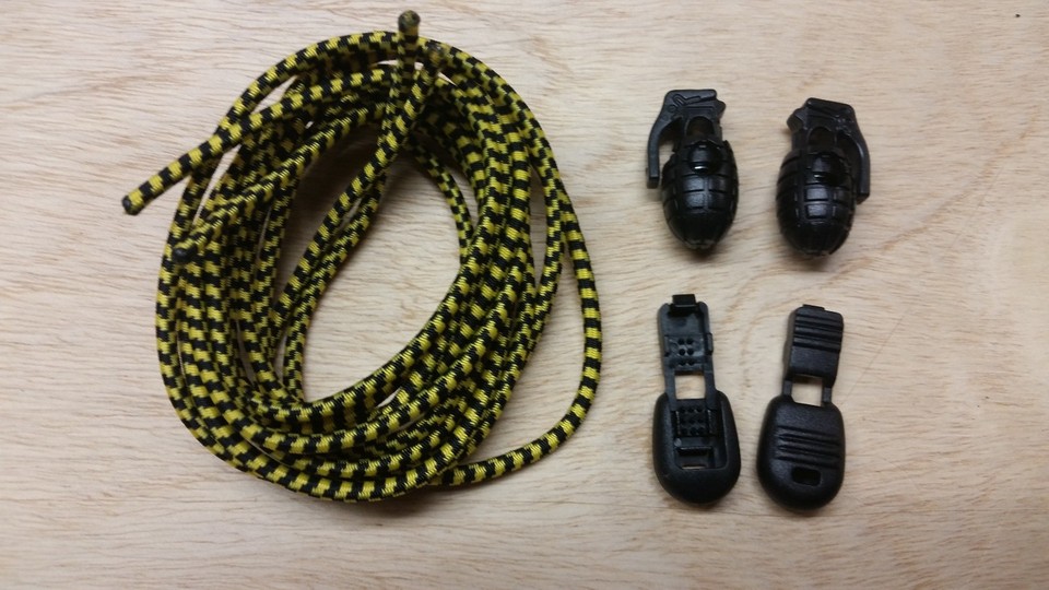 No Tie Elastic Shock Cord Bungee Lock Shoe Laces Work Boots Hiking ...