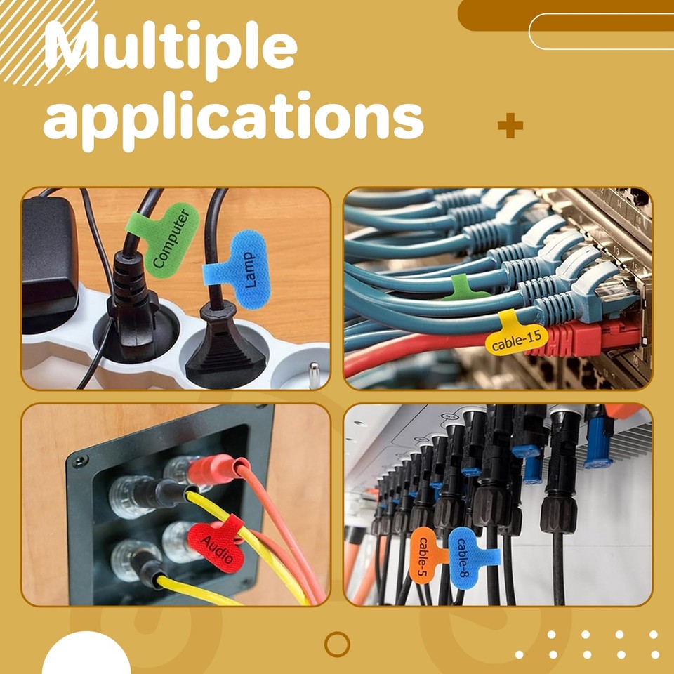 30 PCS Cable Labels Cord Labels Multi-Color Write on Wire Labels Tags ...