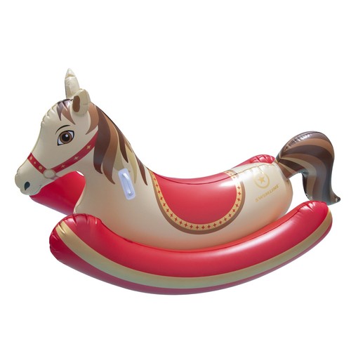Swimline 86" Brown Red Hobby Horse Rocker Inflatable Swimming Pool Ride ...