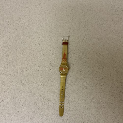 Swatch Watch, NOS Vintage Tan 1980 Olympic Symbol Russian dial. women's ...