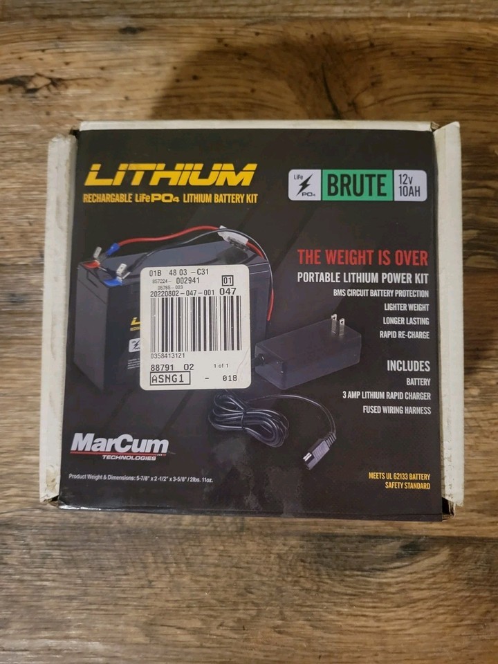 MarCum Lithium 12V 10AH LiFeP04 Brute Battery **FREE SAME DAY SHIPPING ...