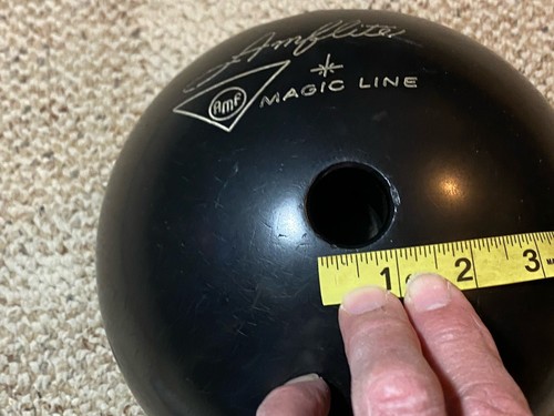 Vintage Amf Amflite Magic Line 15 lbs 13.4 ozs Bowling Ball Black 3 Dot ...