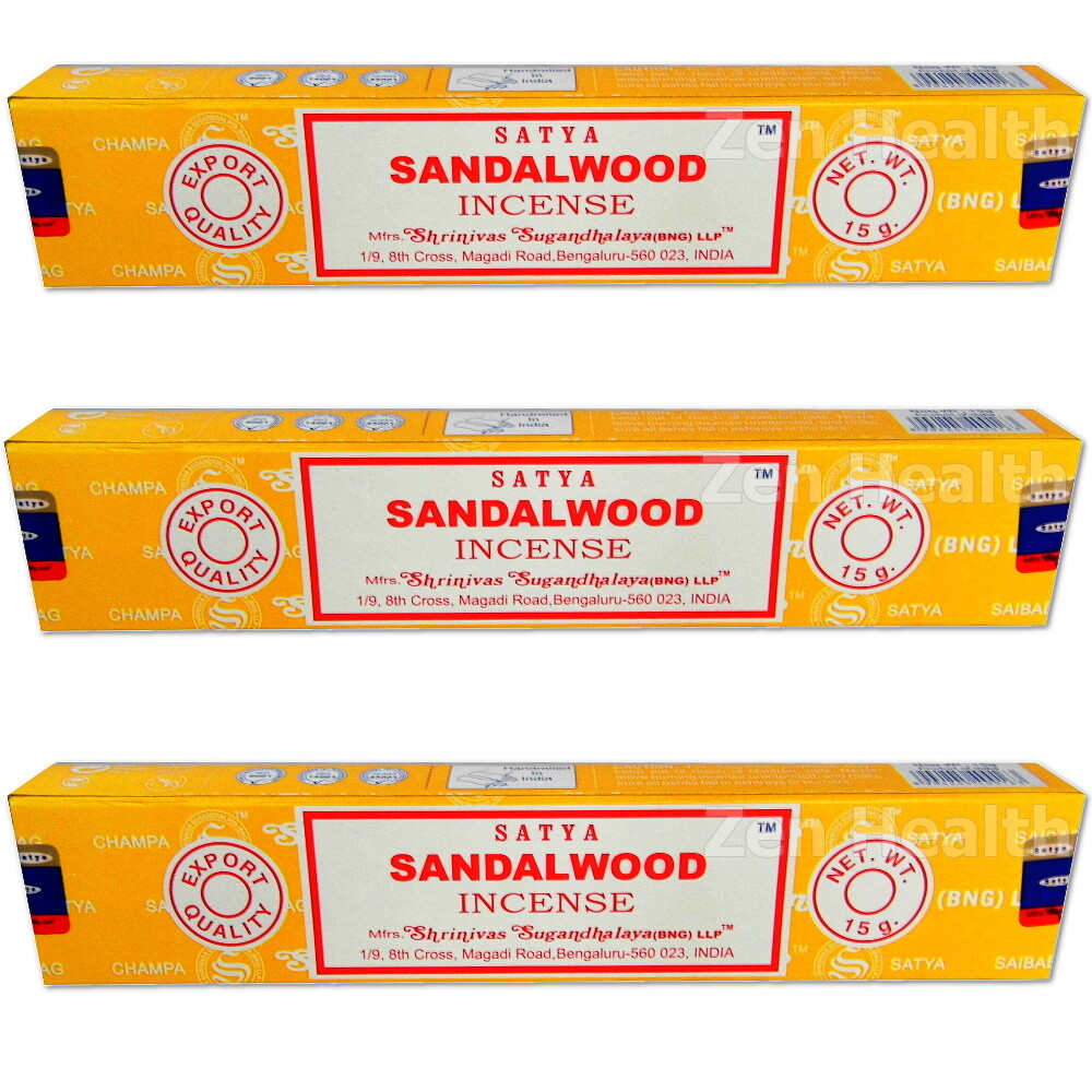 3 x Satya Nag Champa SANDALWOOD INCENSE STICKS PACKS Joss Insence ...
