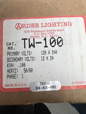 Ardee Lighting General Purpose Transformer TW-100 | eBay