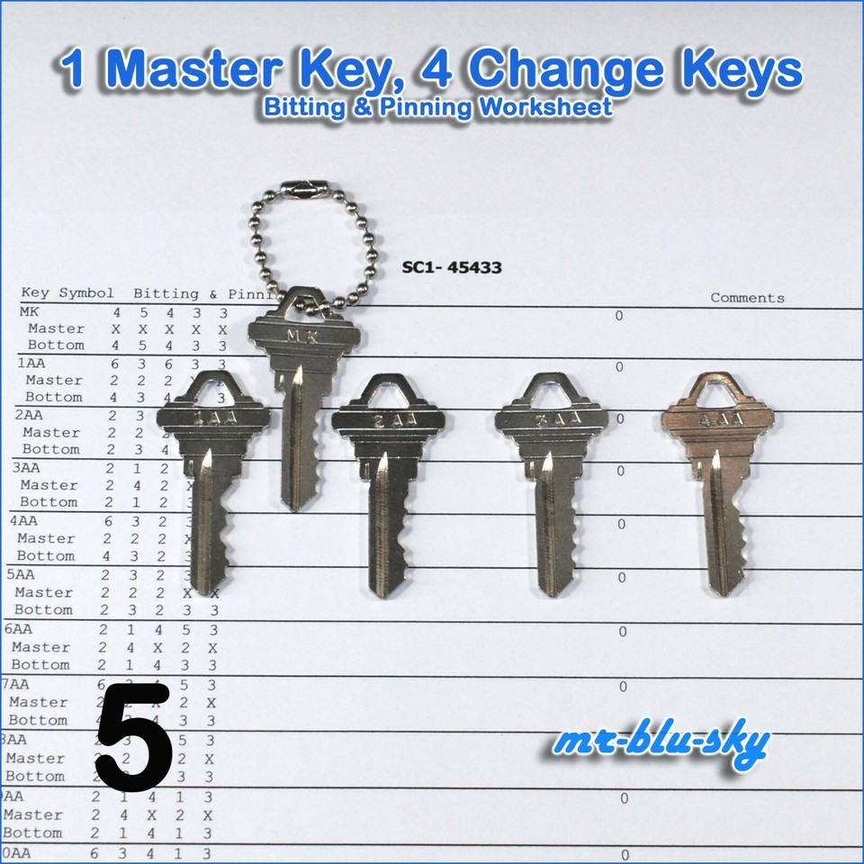 Schlage MK Key System ~ 1 MK & 4, 9, 14 or 19 Change Keys ~ Locksmith ...