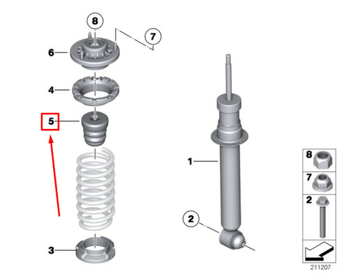 BMW 5 F10 REAR AUXILIARY SHOCK ABSORBER 6789385 33536789385 ORIGINAL NO ...