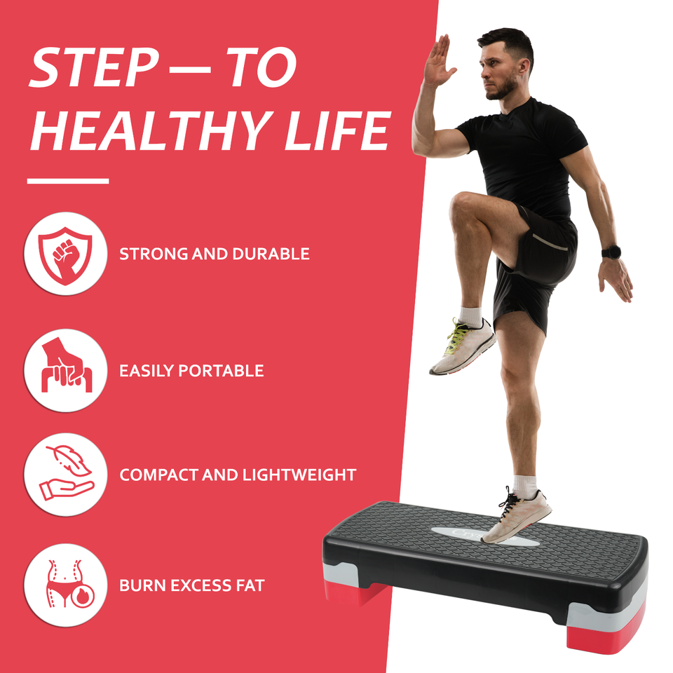 AEROBIC STEPPER CARDIO FITNESS STEP BOARD 2 TIER HOME GYM EXERCISE ...