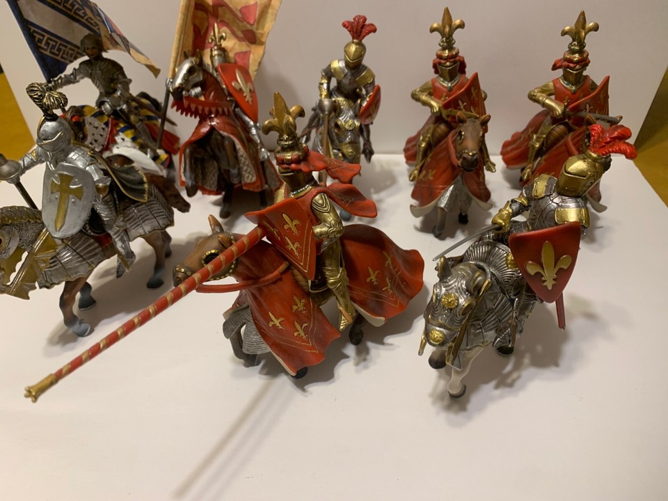 Schleich Papo World of Knights 20 Calvary Knight Lot w/ Horses Figures ...