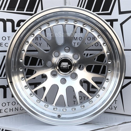 16" 16x8 4x100/114.3 +20 MST MT10 MACHINE FACE SILVER MESH LIP w ...