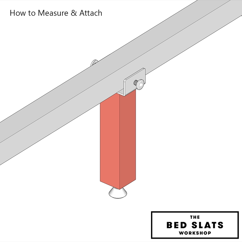 Wooden Adjustable Bed Centre Rail Support Feet with Integrated Metal U ...