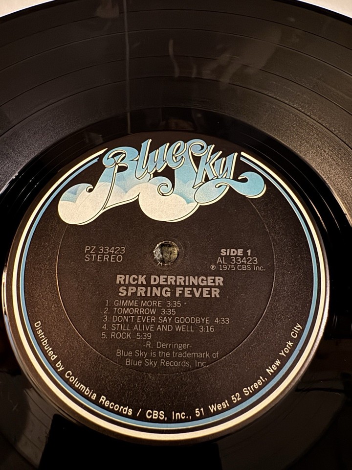 Rick Derringer - Spring Fever - Blue Sky Records PZ-33423 | eBay