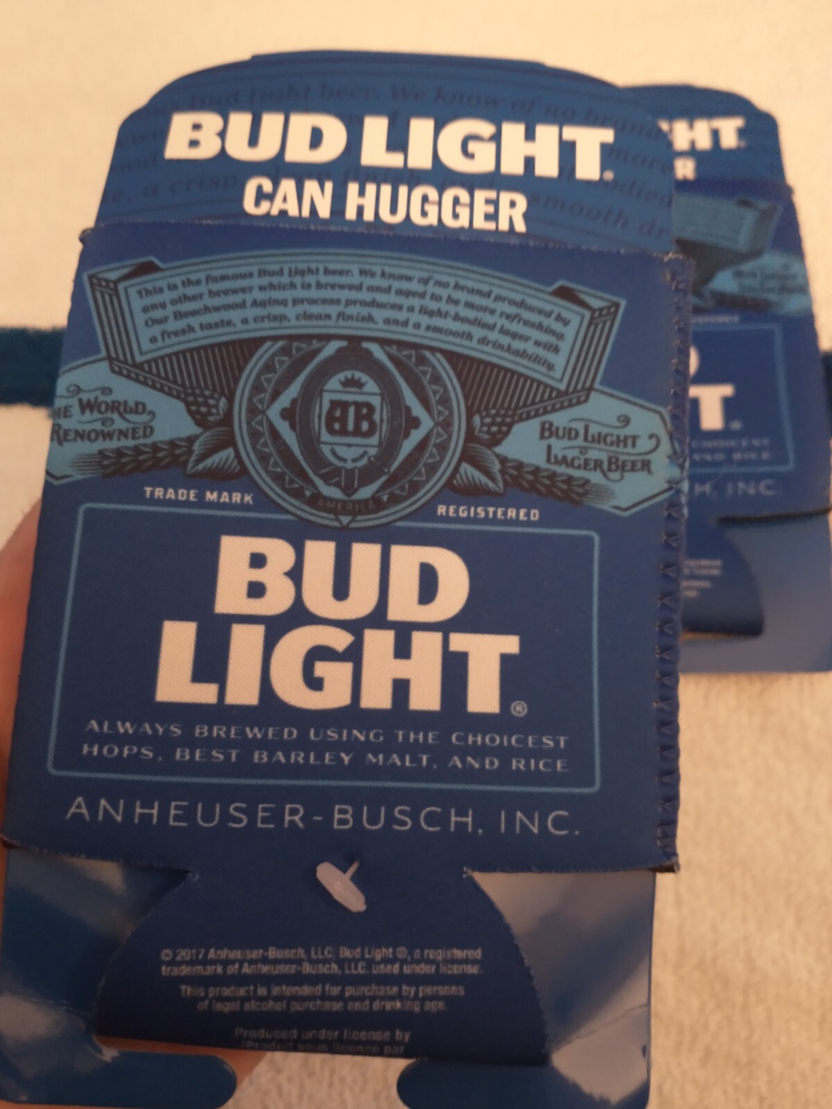 Set Of 2 NEW Bud Light Can Hugger 4” Blue Cooler Koozie Neoprene Free ...