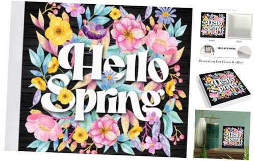 Spring Decor Farmhouse Hello Spring Wood Sign Floral Spring Decorations ...