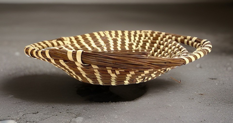 Vintage Gullah/Low Country Basket Tray, Pine Needles & Palmetto Palm ...