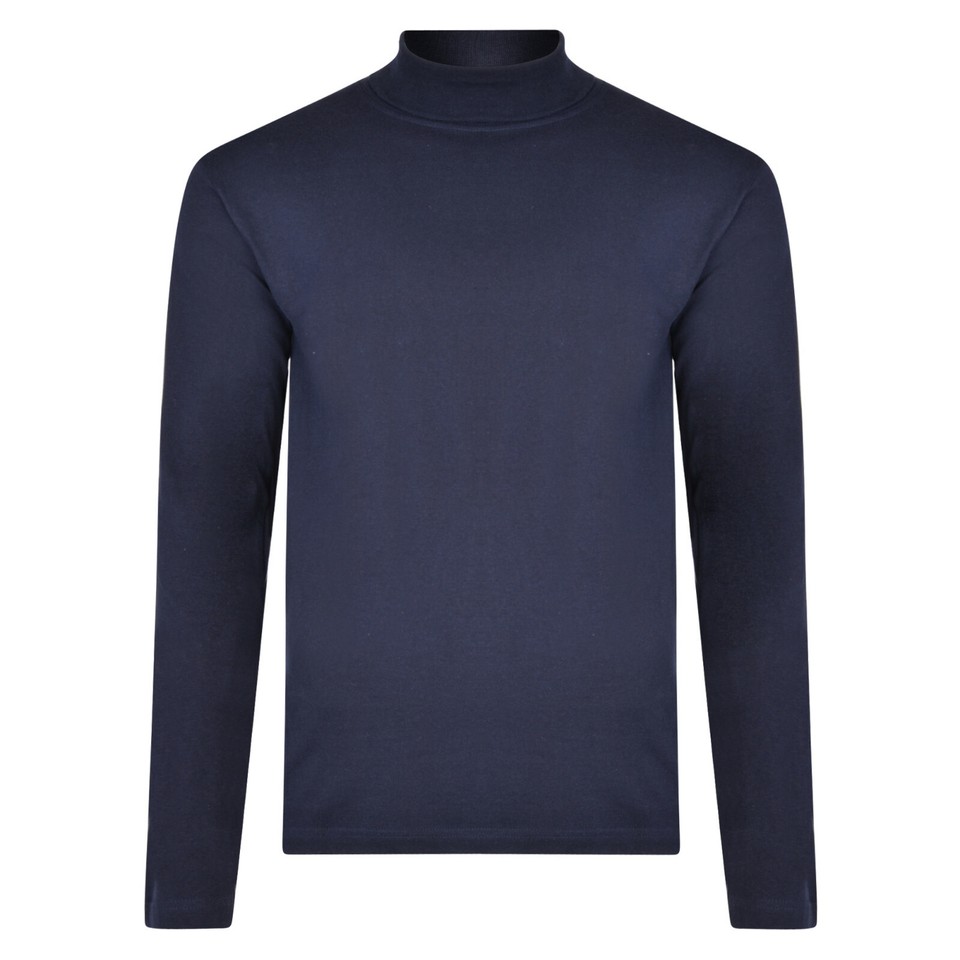 MENS ROLL NECK LONG SLEEVE COTTON POLO TURTLE NECK UK SIZES M,L,XL,XXL ...