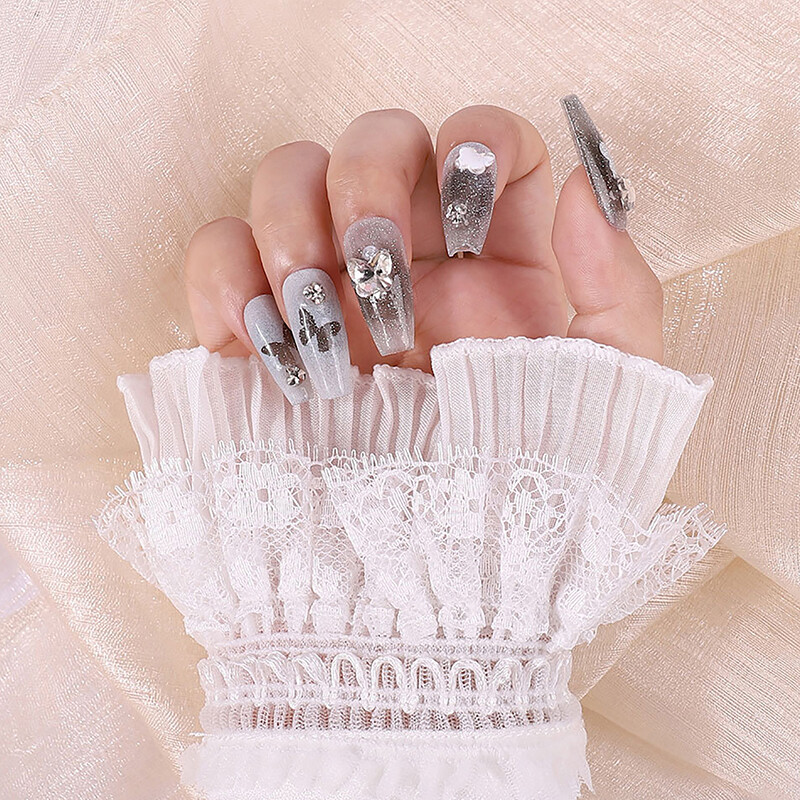 1PCS Nail Art Lace Fake Pleated Cuff Manicure Photography Props Fake ...