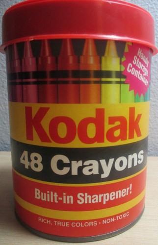 NEW Vintage Kodak Crayons 48 count storage container with built in ...