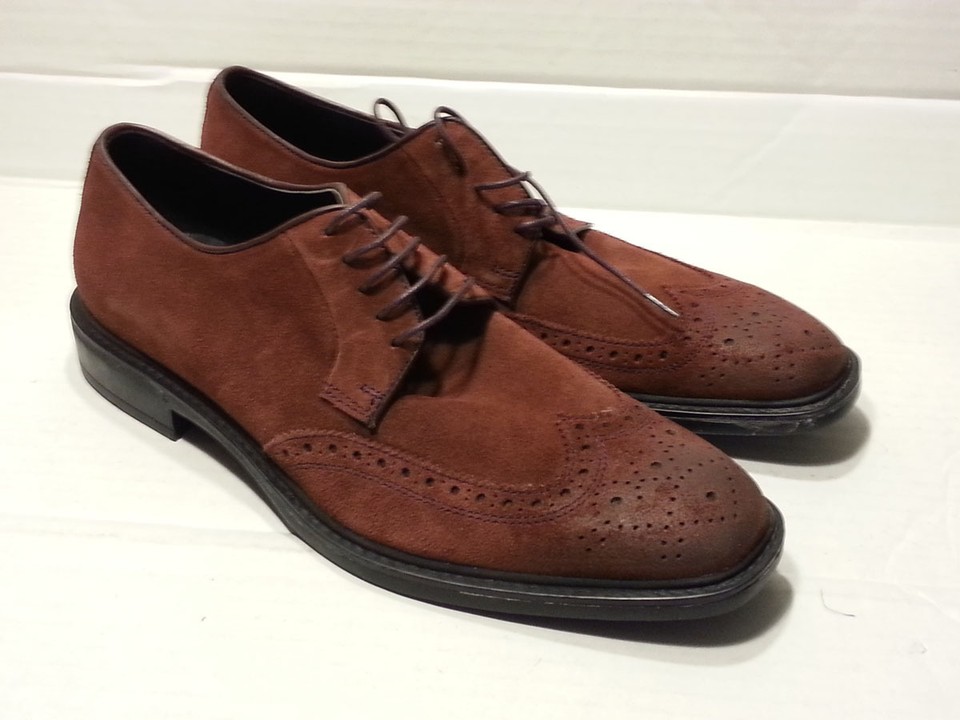 Kenneth Cole men's wing tip brown suede shoes size 8.5 (41.5) Brick ...