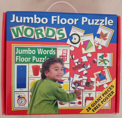 JUMBO WORDS Floor PUZZLE 28 GIANT Pieces + POSTER In BOX 88cm x 58cm 18 ...
