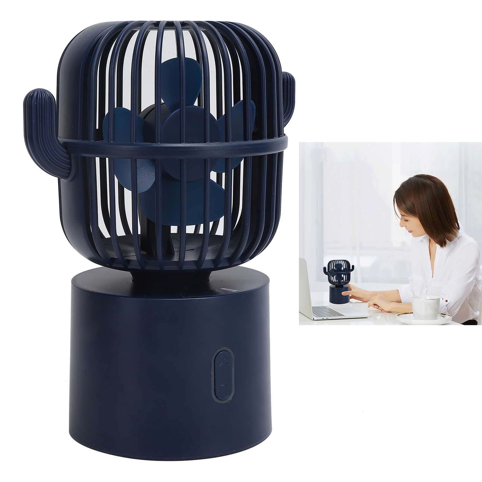 Cactus Handheld Fan Mini Oscillating USB Left Right Auto Rotation Quiet ...