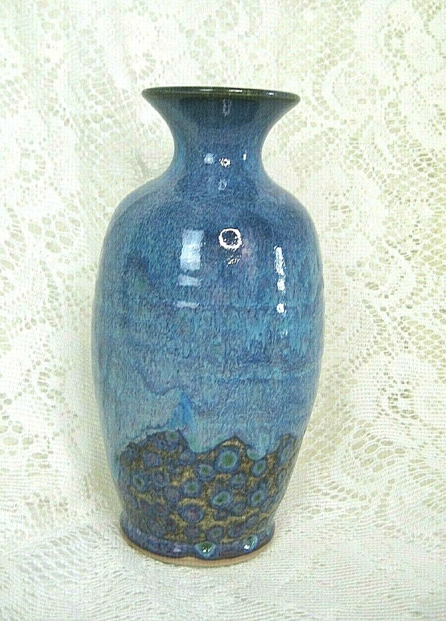 stoneware art vase hues of Blues drip/run glaze by Hubble 2002 Karrai 7 ...