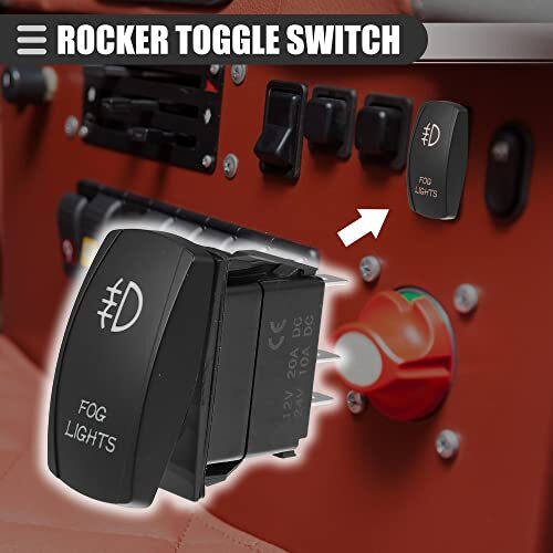 Universal Fog Lights 5 Pin Toggle Rocker SPST Switch Laser ON/OFF ...