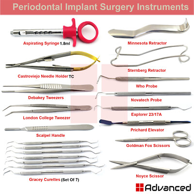 Range Of Periodontal Instruments Dental Implants Set Oral Surgery Root ...