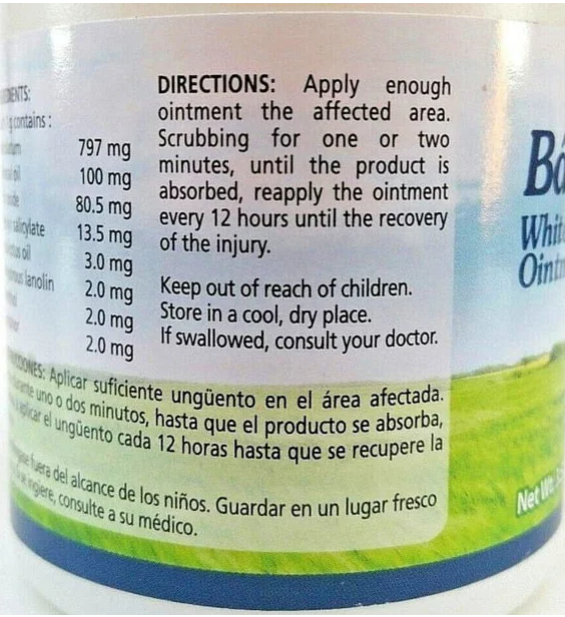 1- BALSAM White Ointment 8.46 oz. BALSAMO BLANCO La Vaquita Alcanfor ...