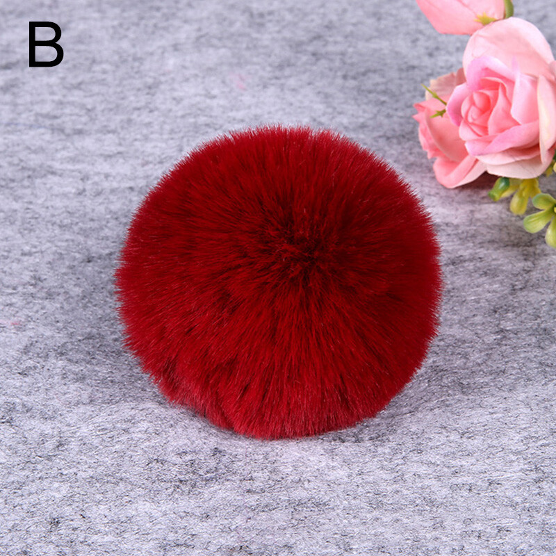 DIY 8CM Faux Rabbit Fur Hair Ball Hairs Cute Keychain Accessories 1pc ...