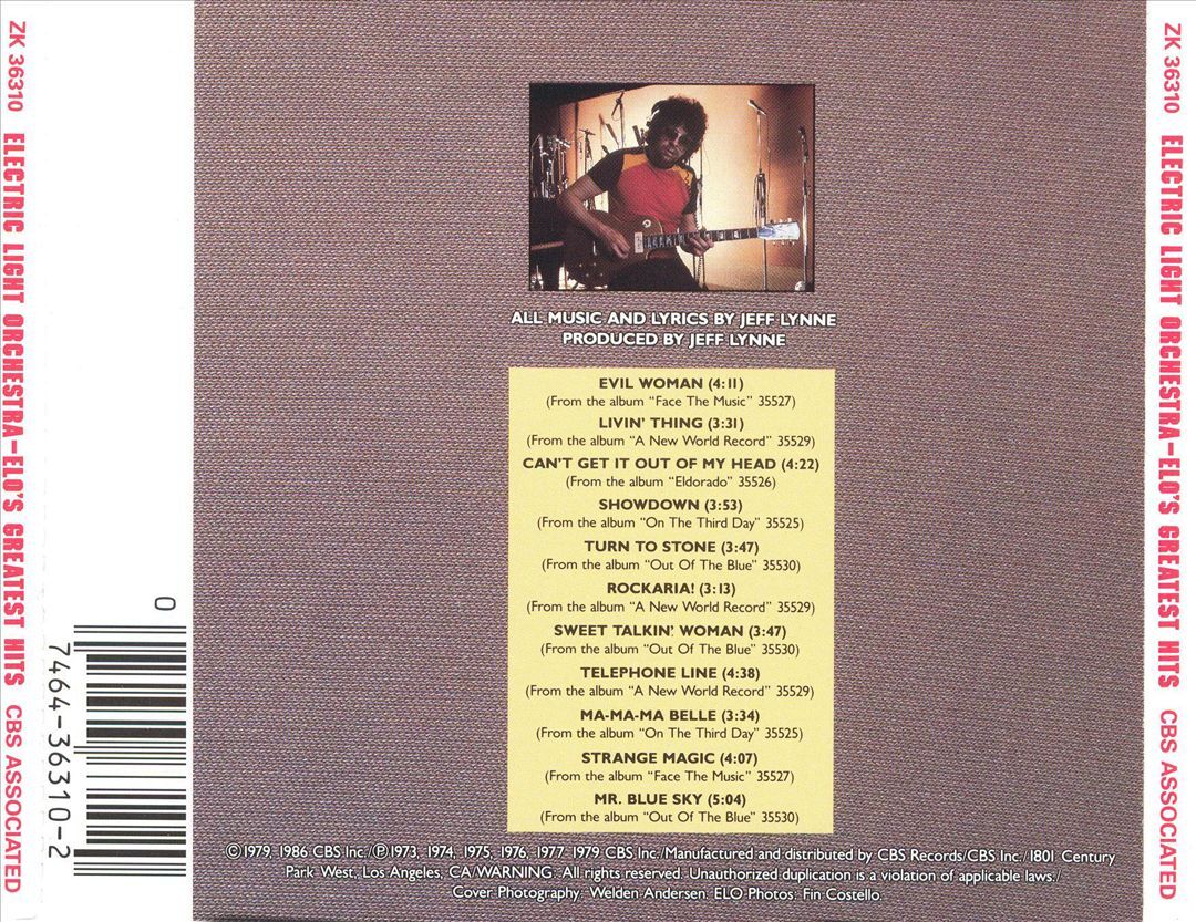 Electric Light Orchestra Greatest Hits Album