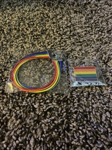 Pride Flag Pin And Rainbow String Bracelet Set | eBay